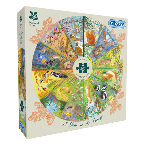 Gibsons - National Trust A Year in the Forest 500 Piece Circular Jigsaw ...